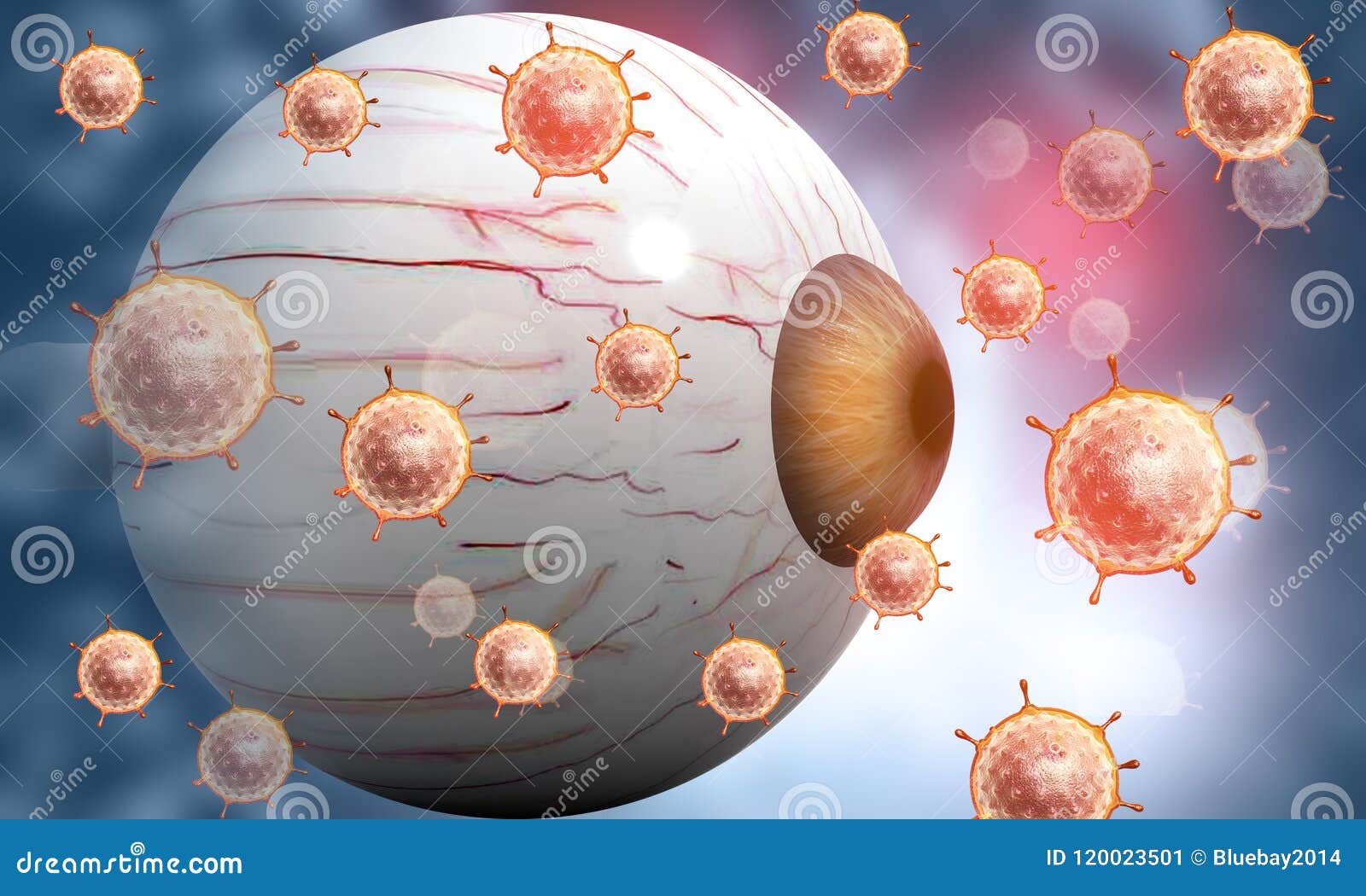Human eye and virus stock illustration. Illustration of education ...