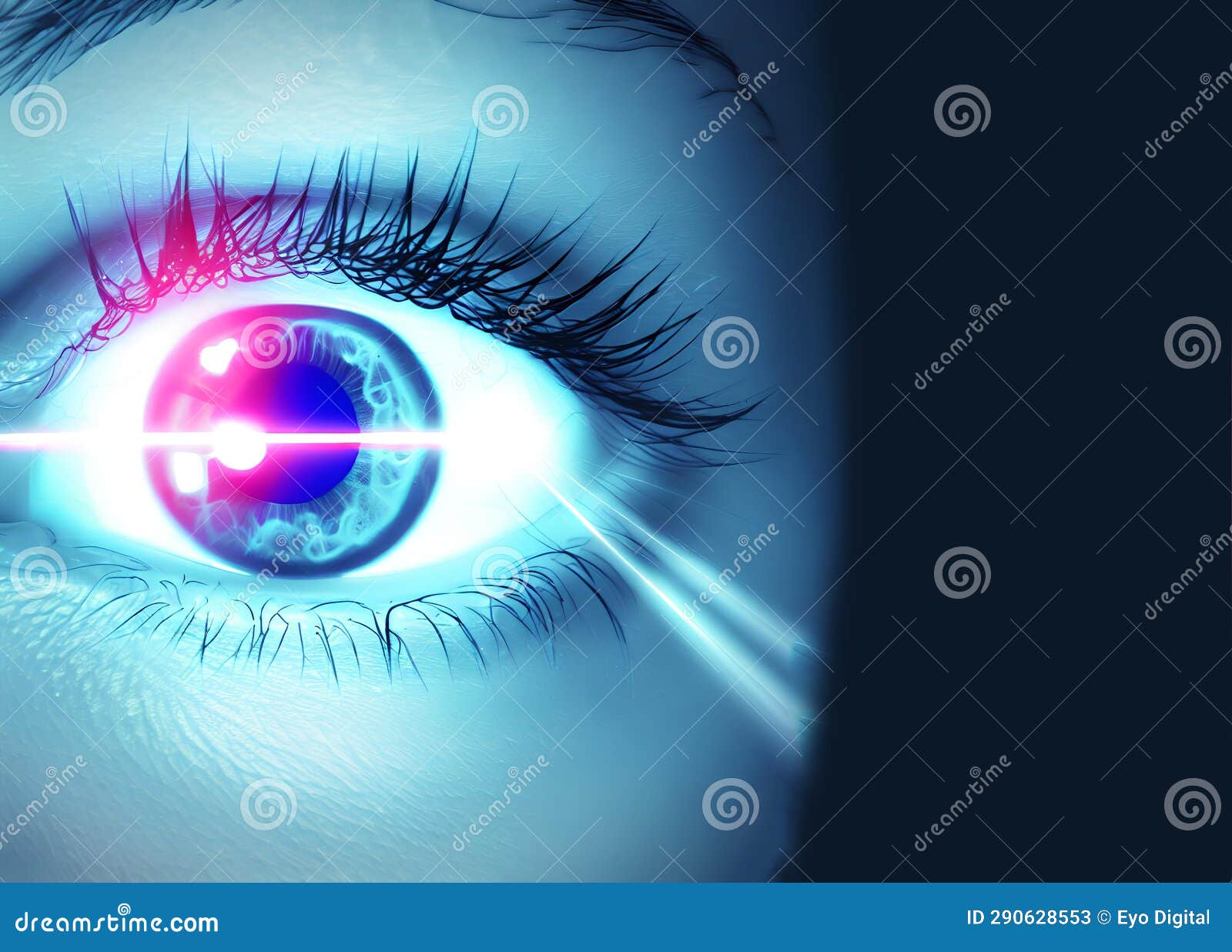 Human Eye Vision and Laser Beam Sci Fi Concept Stock Illustration ...