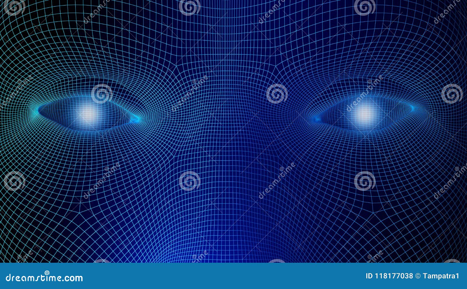 Human Eyes on Blue Background in Technology Concept, Wireframe Stock ...