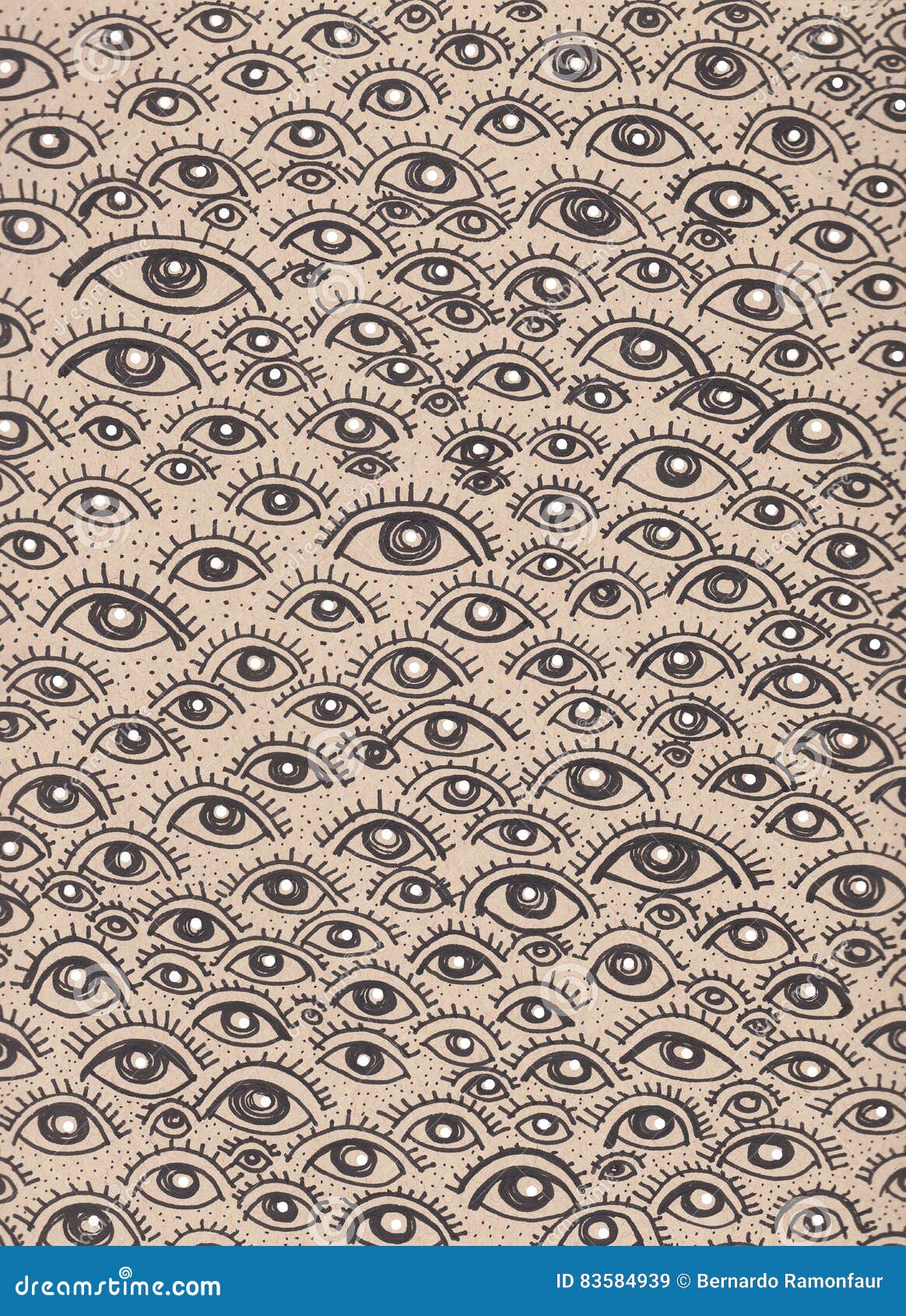 Human Eyes Hand Drawn Pattern Stock Illustration - Illustration of ...