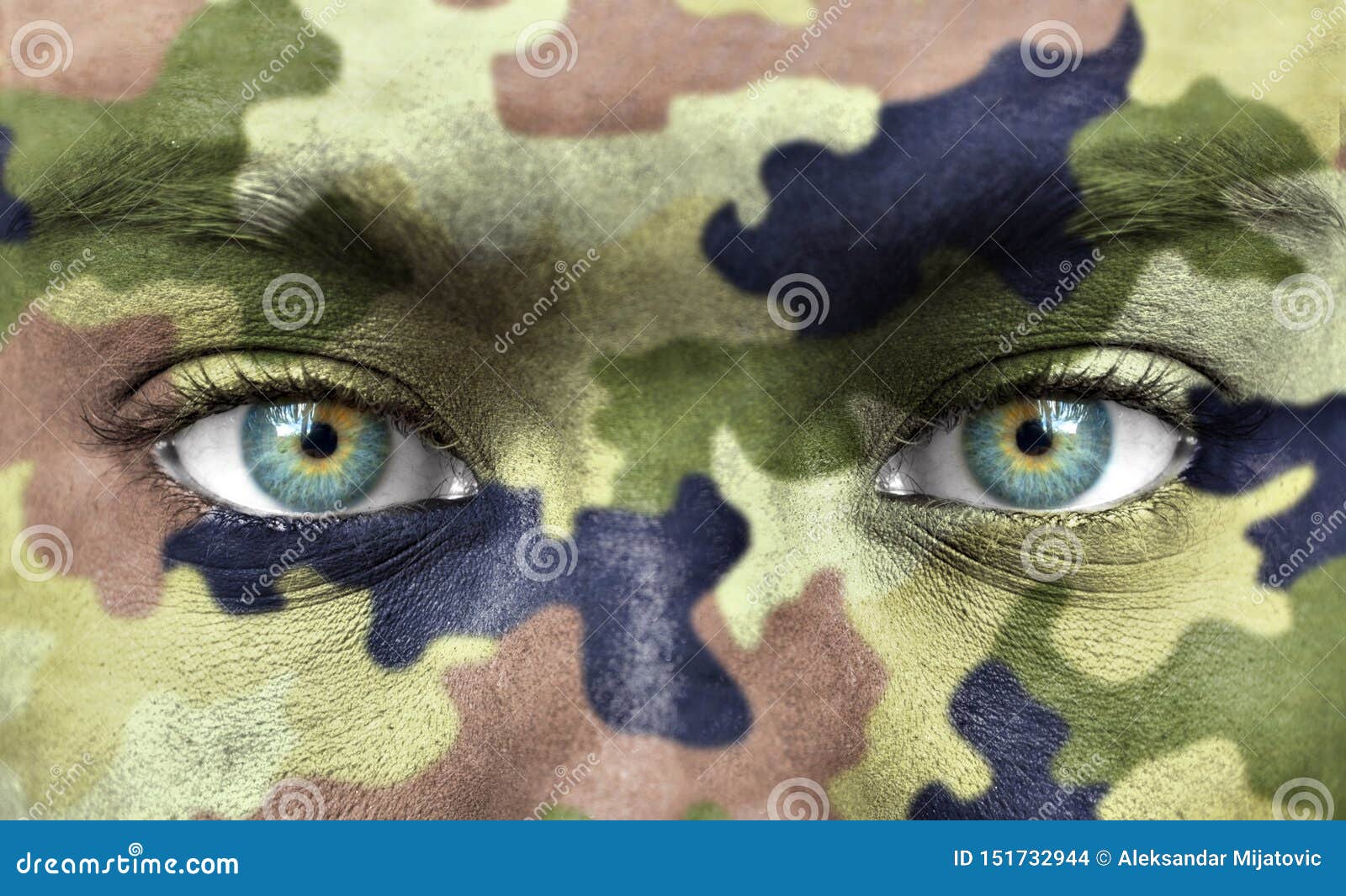 Human Face with Camouflage Makeup Stock Photo - Image of military ...