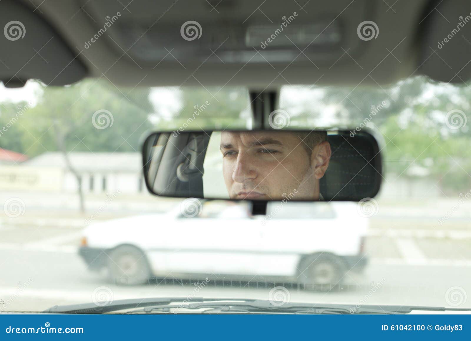 Human Face in the Car Mirror Stock Photo - Image of face, inside: 61042100