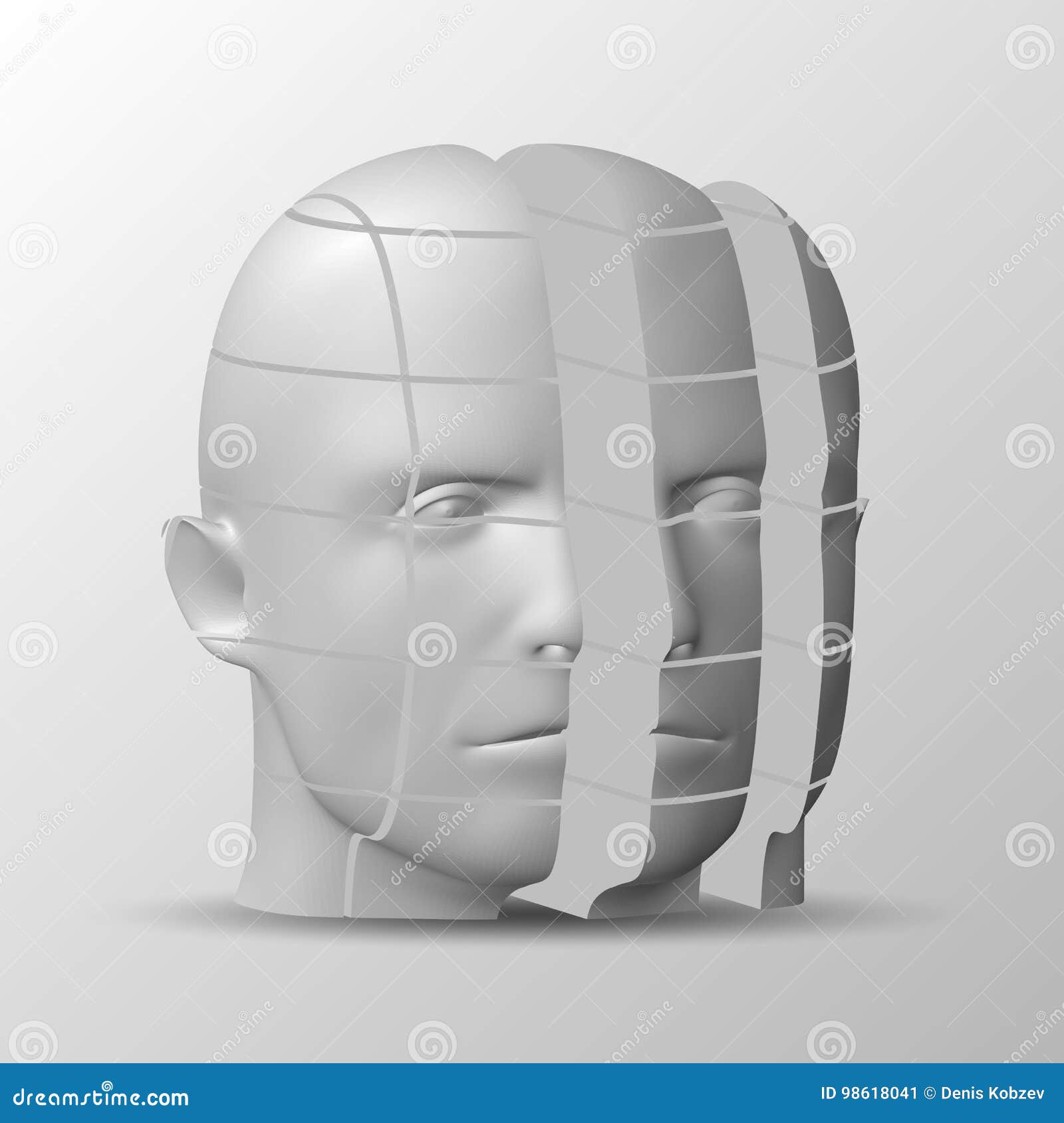 The Human Face Consists of Square Cuts. Vector Illustration, Business ...