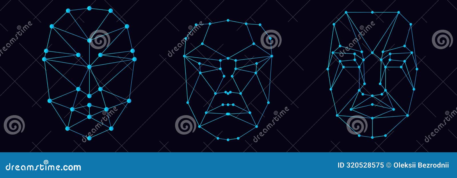 Human Face 2d Digital Biometric Abstract Id Grid Stock Vector ...