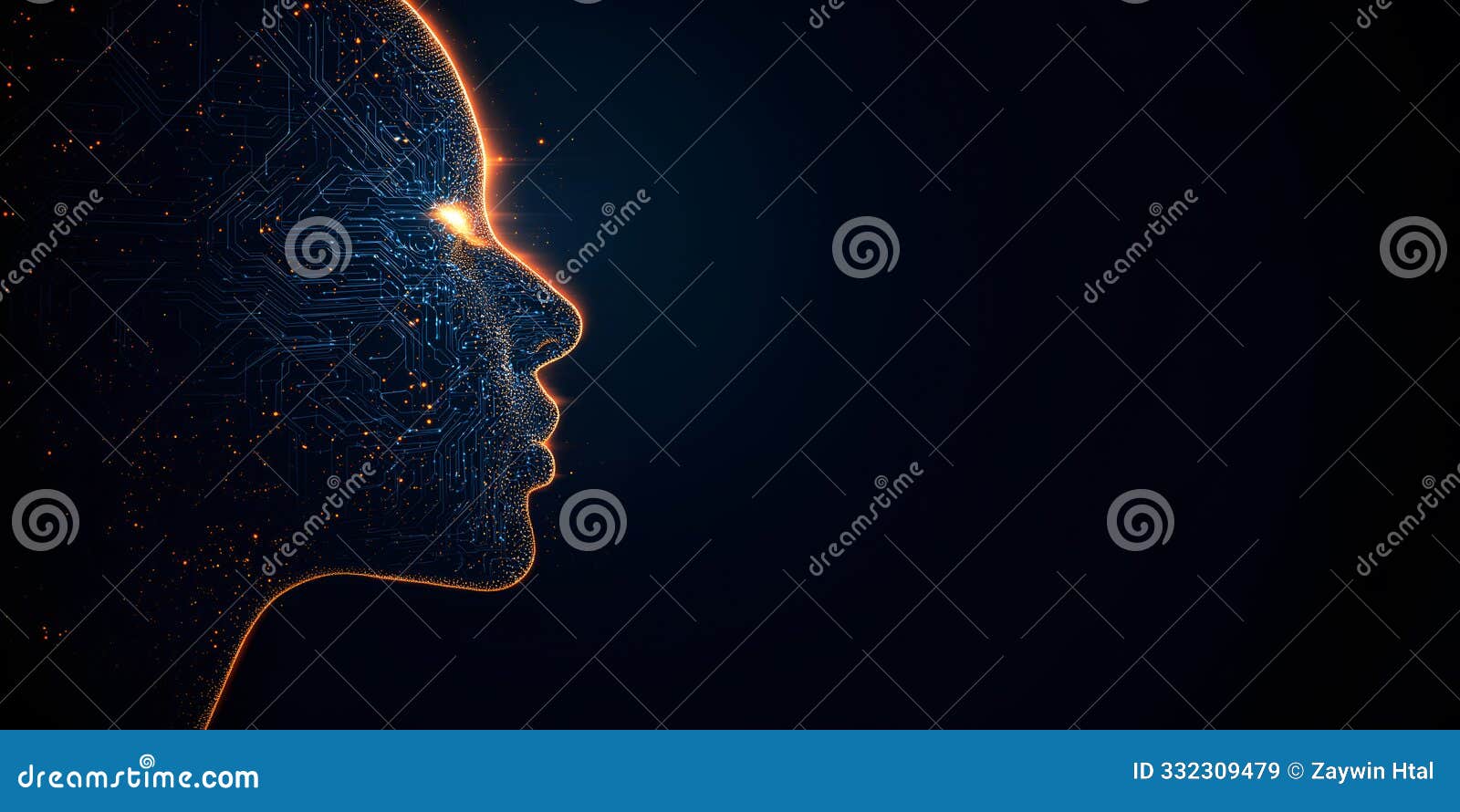 Human Face with Digital Circuits, Concept of Artificial Intelligence ...