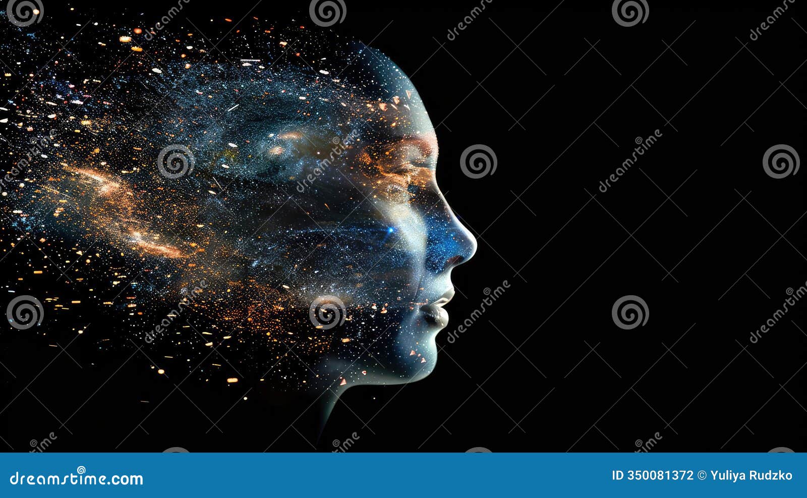 Human Face of Dissolved into Space, Symbolizing the Fusion of Humanity ...
