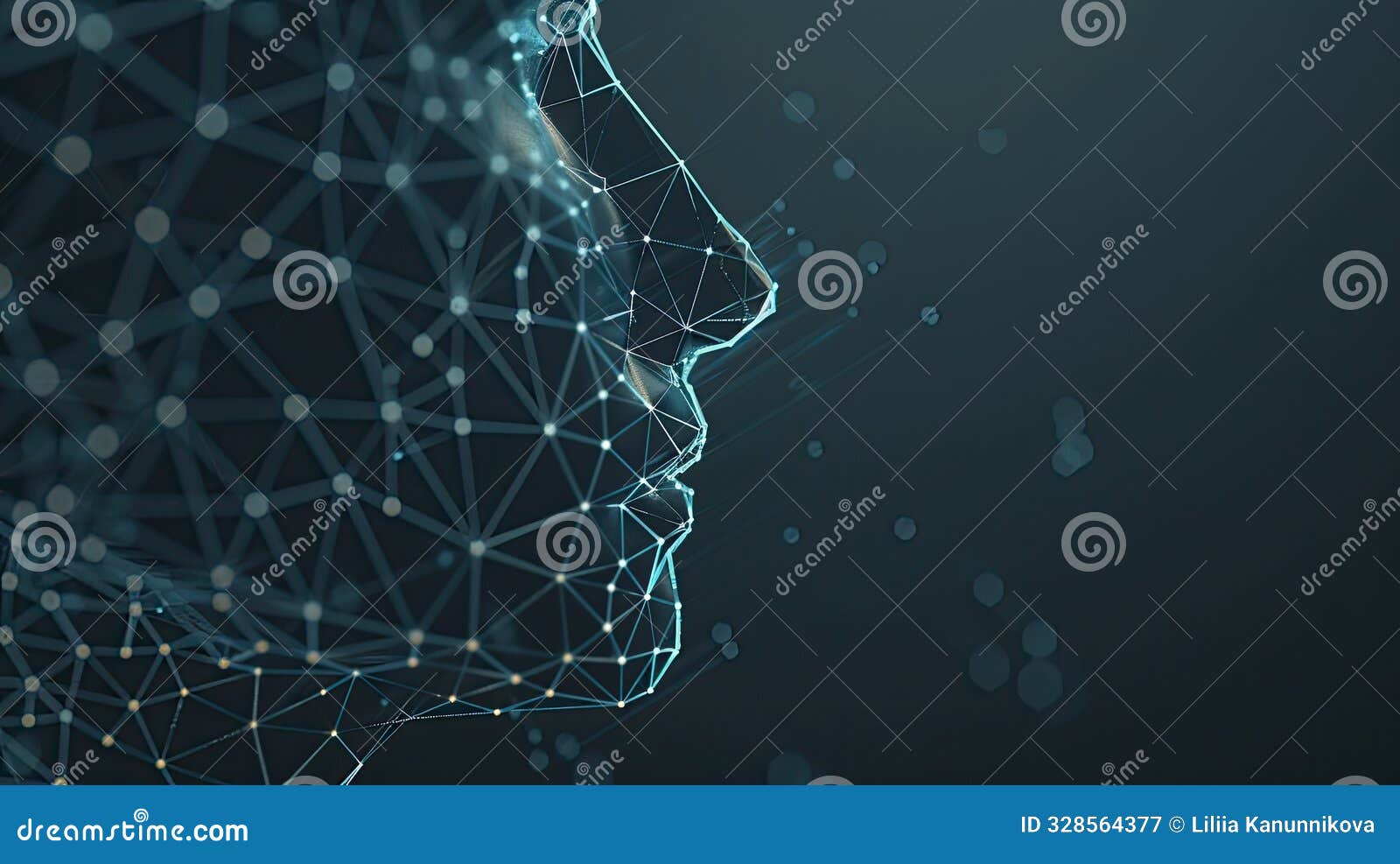 A Human Face Dissolves into a Cloud of Data Particles, Illustrating the ...
