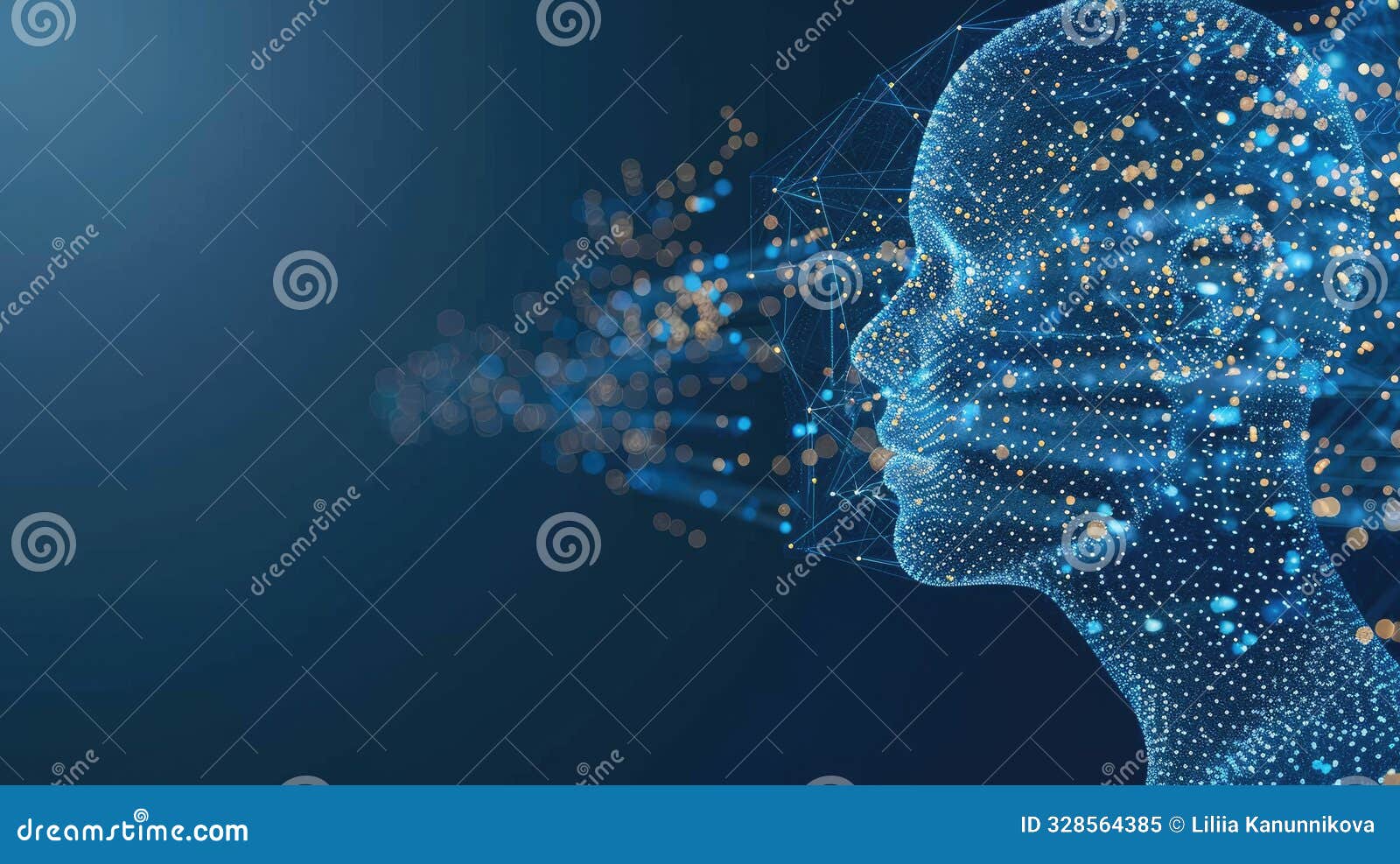 A Human Face Dissolves into a Cloud of Data Particles, Illustrating the ...