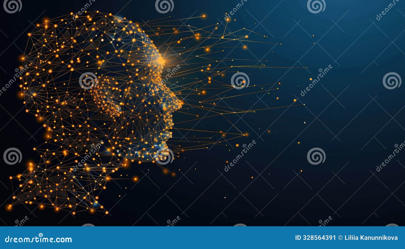 A Human Face Dissolves into a Cloud of Data Particles, Illustrating the ...