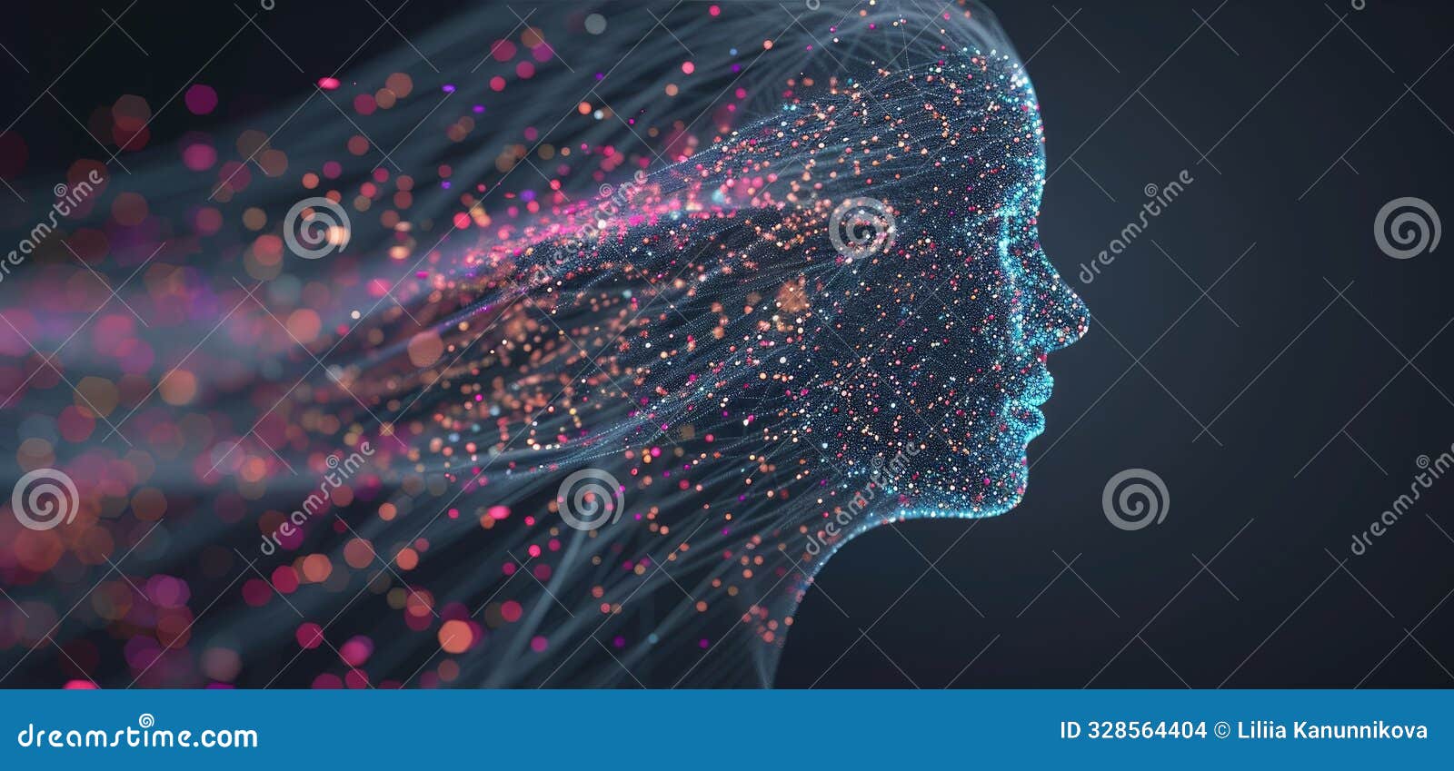 A Human Face Dissolves into a Cloud of Data Particles, Illustrating the ... A Human Face Dissolves into a Cloud of Data Particles, Illustrating the ...