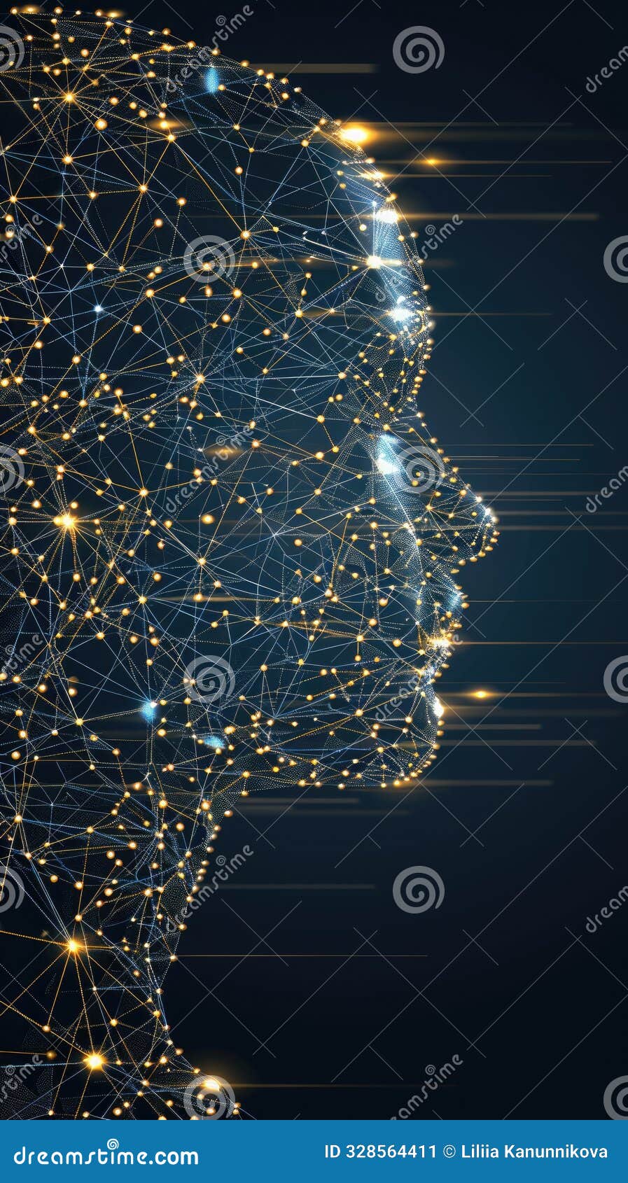 A Human Face Dissolves into a Cloud of Data Particles, Illustrating the ...