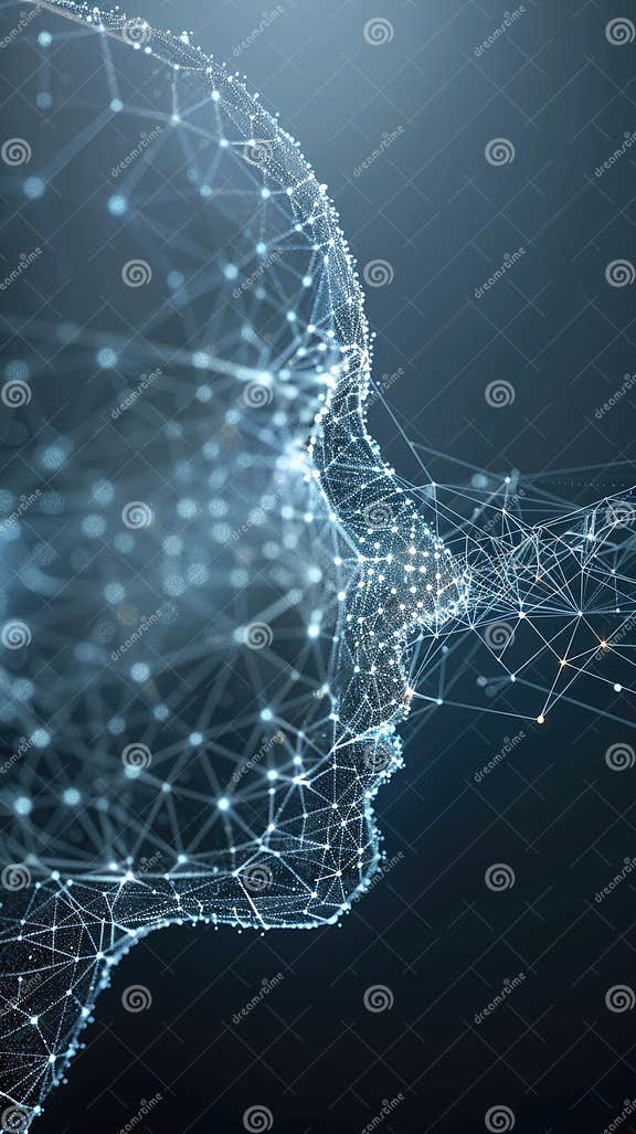 A Human Face Dissolves into a Cloud of Data Particles, Illustrating the ...