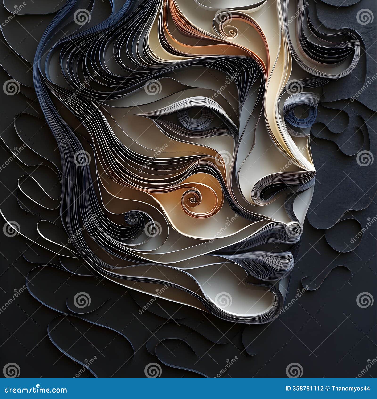 A Human Face or Facial Structure Created Using the Quilling Technique ...