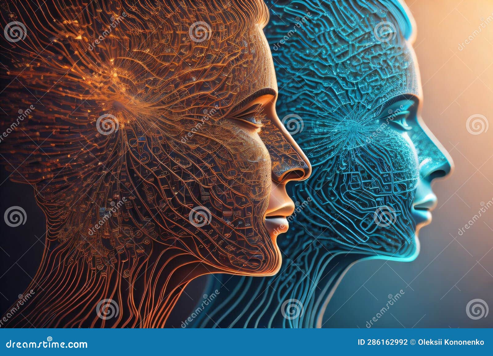 Human Face and Fractal Elements in a Composition, Suitable for Projects ...
