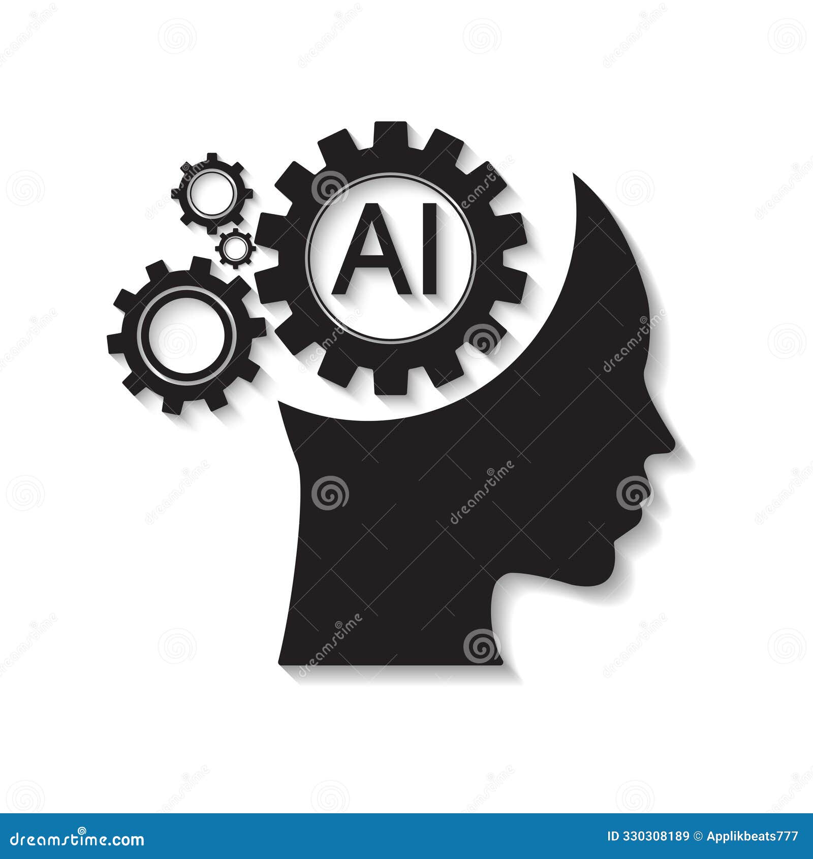 Human Face with a Gears Icon. Artificial Intelligence Technology ...