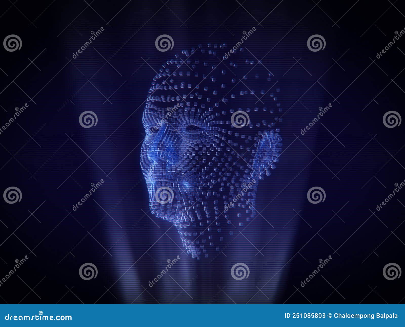 Human Face Hologram Wireframe Style. Stock Illustration - Illustration ...