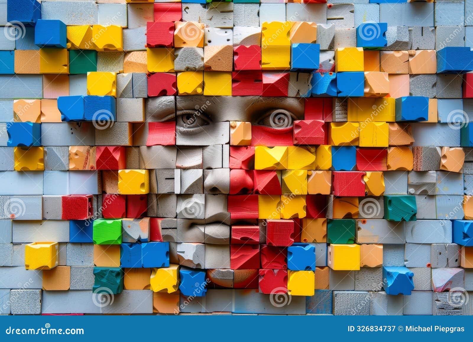 A Human Face Made of Building Blocks Stock Image - Image of concept ...
