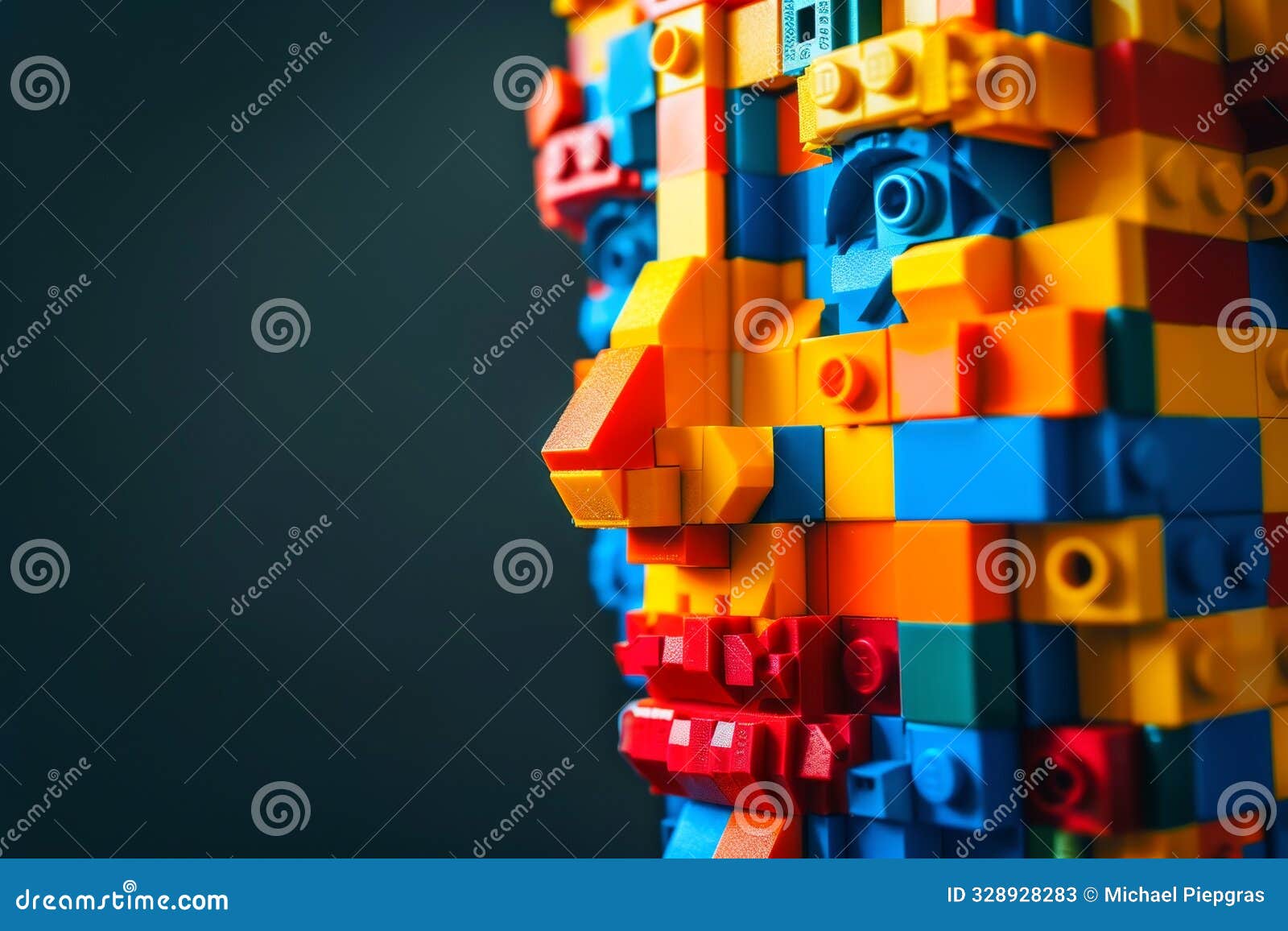 A Human Face Made of Building Blocks Stock Image - Image of build ...