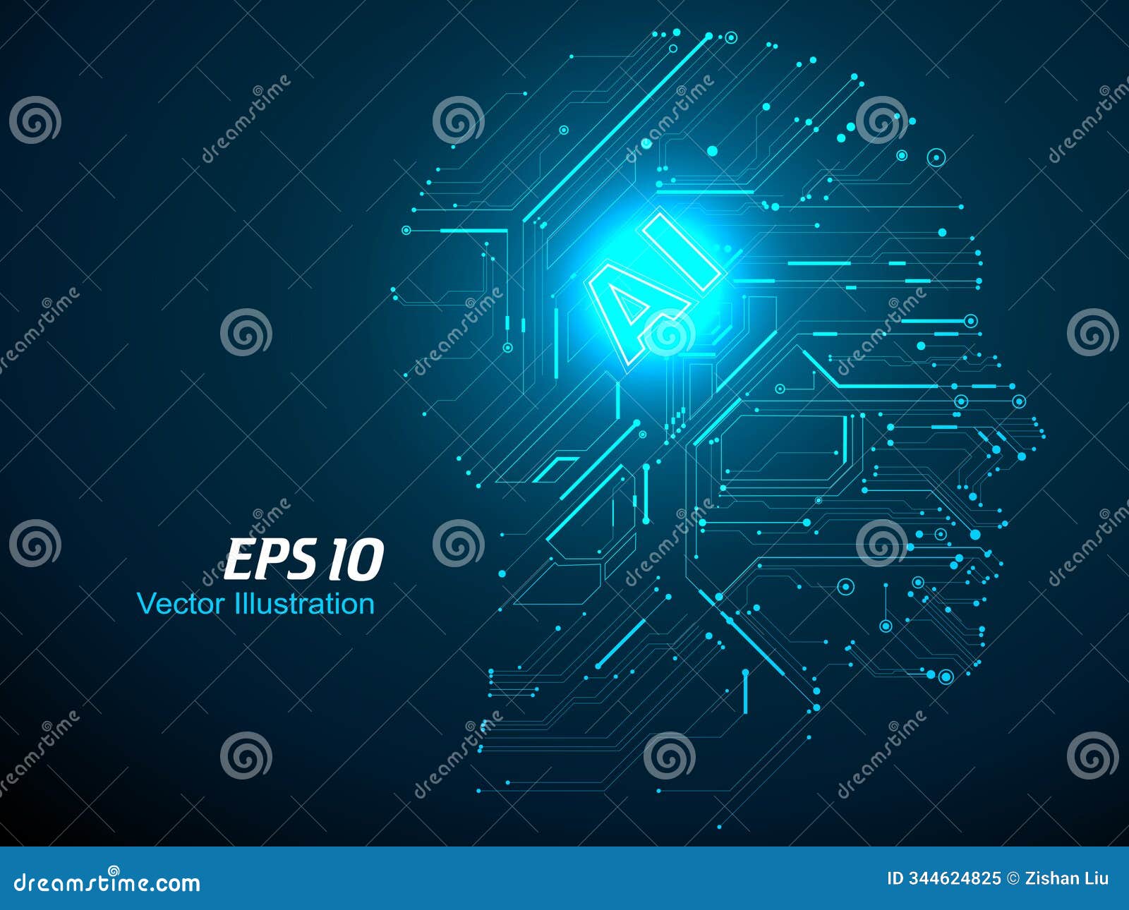A Human Face Made of Electronic Circuits, Symbolizing AI. Stock ...