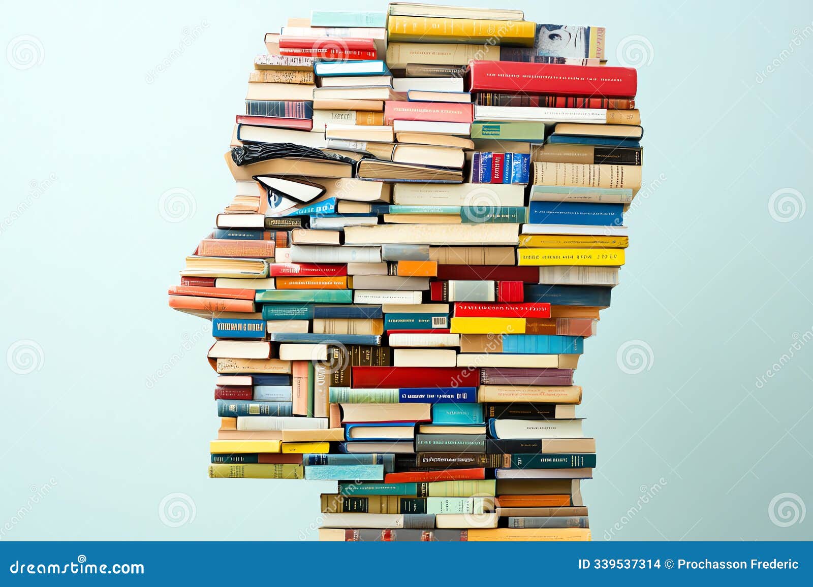 Human Face Made of Stacked Books, AI Generated Stock Illustration ...