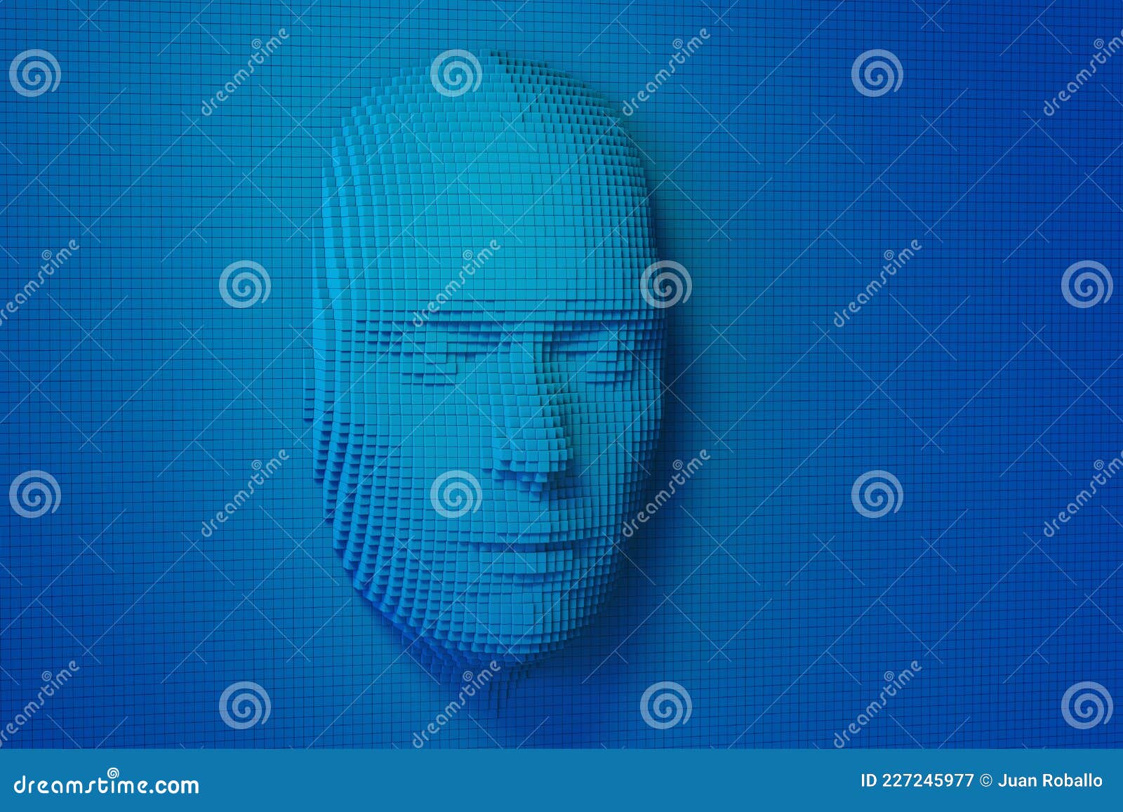 Human Face Made Up of Voxels. Artificial Intelligence Concept Stock ...