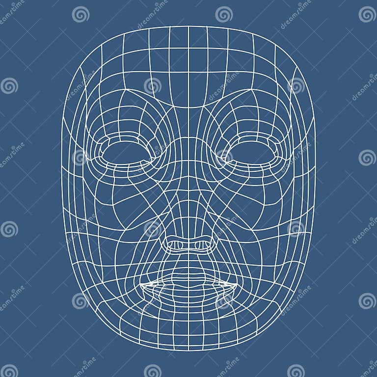 Human Face Mesh 3d Modeling Recognition Head Scan Vector Illustration ...