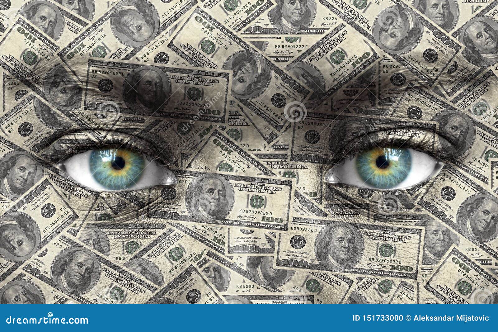 Human Face with Money Texture - Wealth Concept Stock Photo - Image of ...
