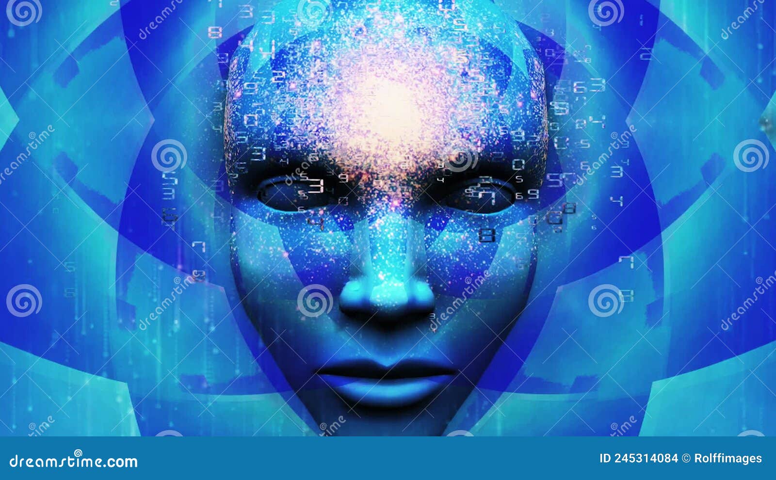 Human face with number stock footage. Video of rendering - 245314084