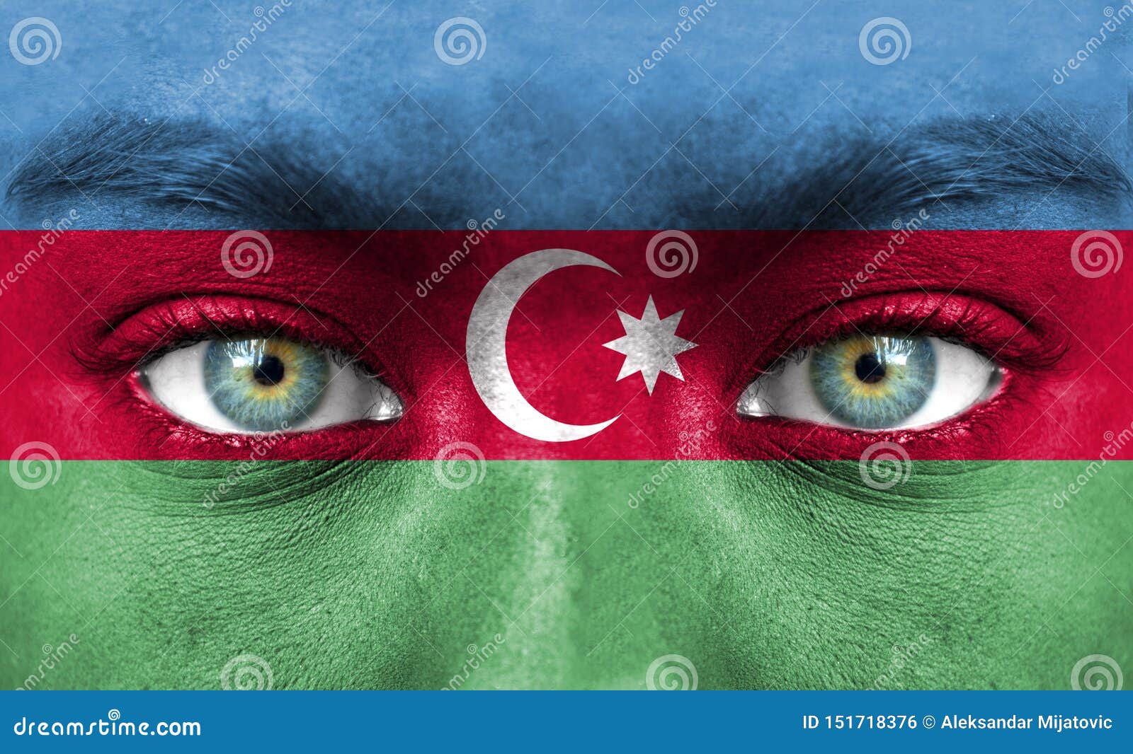 Human Face Painted with Flag of Azerbaijan Stock Photo - Image of ...