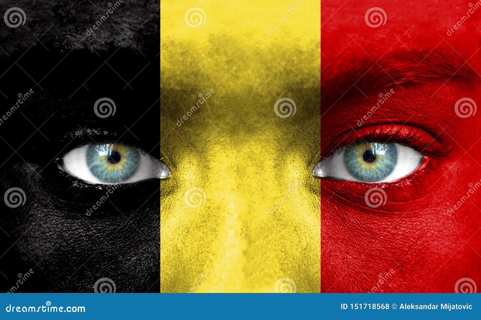 Human Face Painted with Flag of Belgium Stock Photo - Image of culture ...