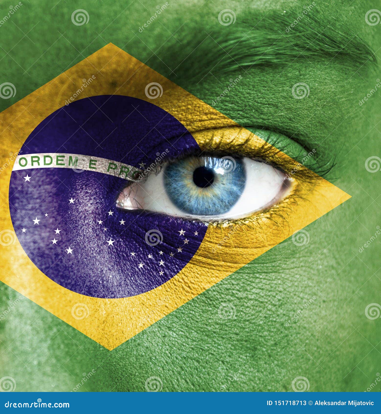 Human Face Painted with Flag of Brazil Stock Image - Image of culture ...