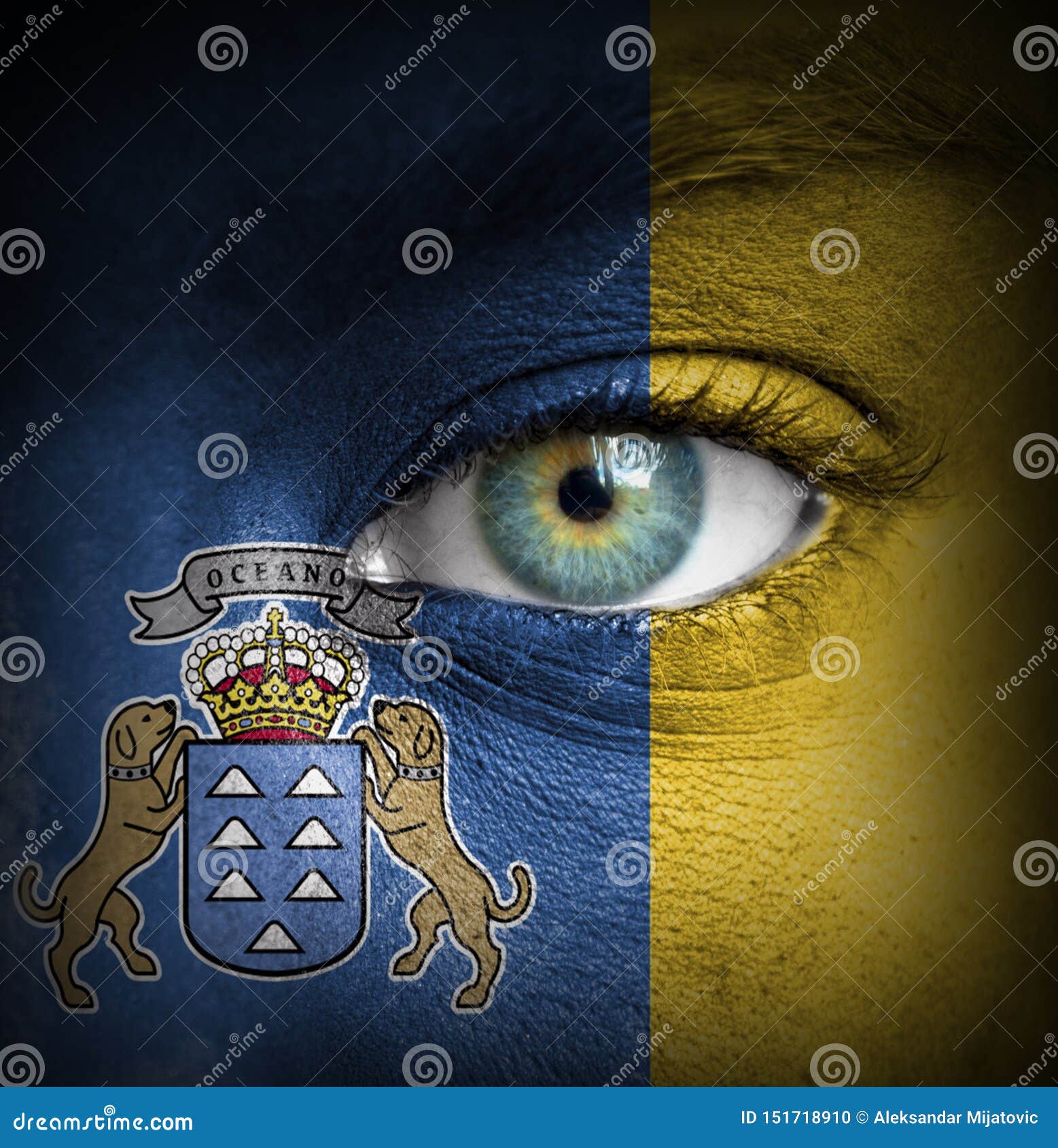 Human Face Painted with Flag of Canary Islands Stock Photo - Image of ...