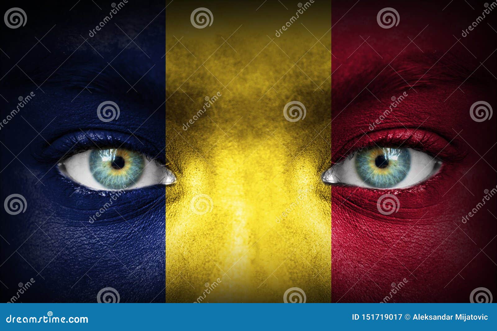 Human Face Painted with Flag of Chad Stock Image - Image of female ...