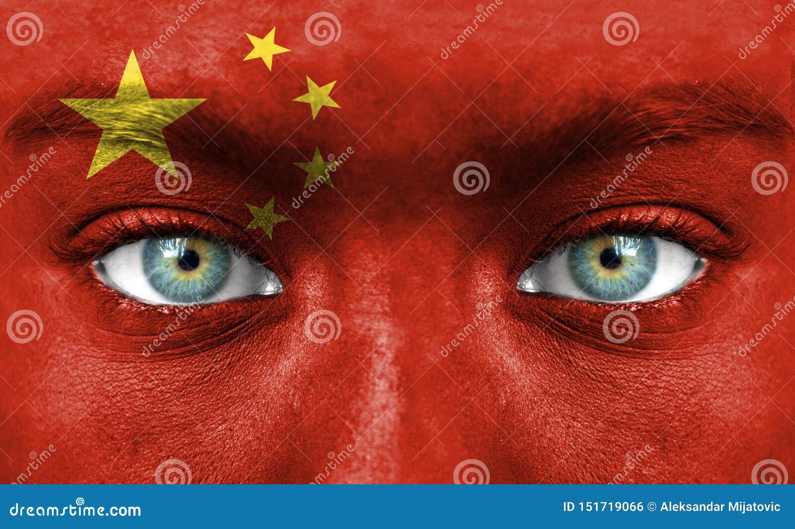 Human Face Painted with Flag of China Stock Photo - Image of patriotism ...