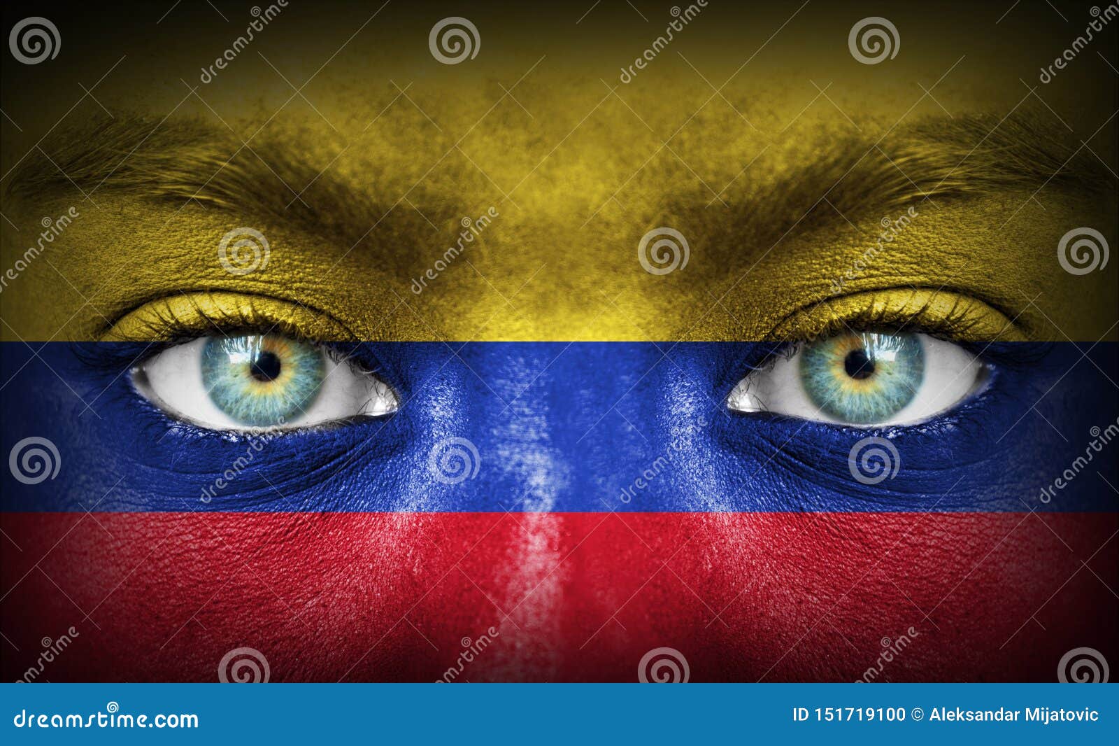 Human Face Painted with Flag of Colombia Stock Photo - Image of pride ...