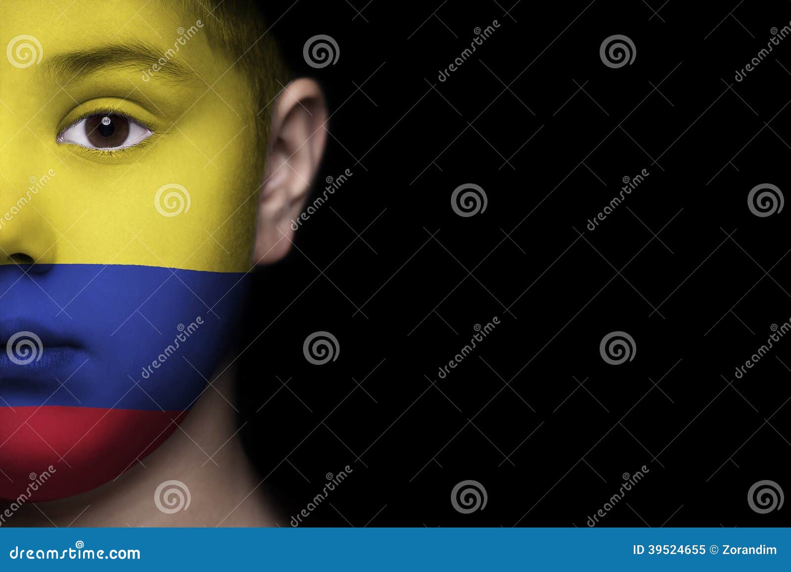 Human Face Painted with Flag of Colombia Stock Image - Image of patriot ...