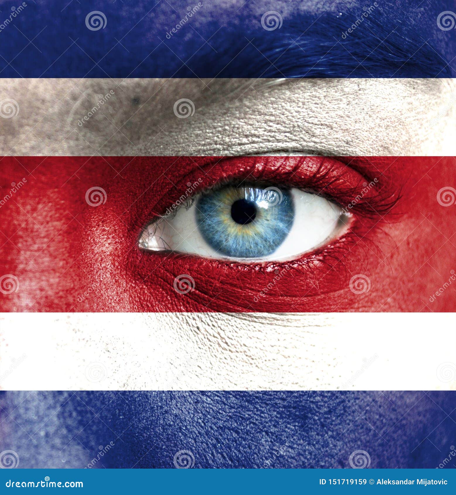 Human Face Painted with Flag of Costa Rica Stock Image - Image of ...