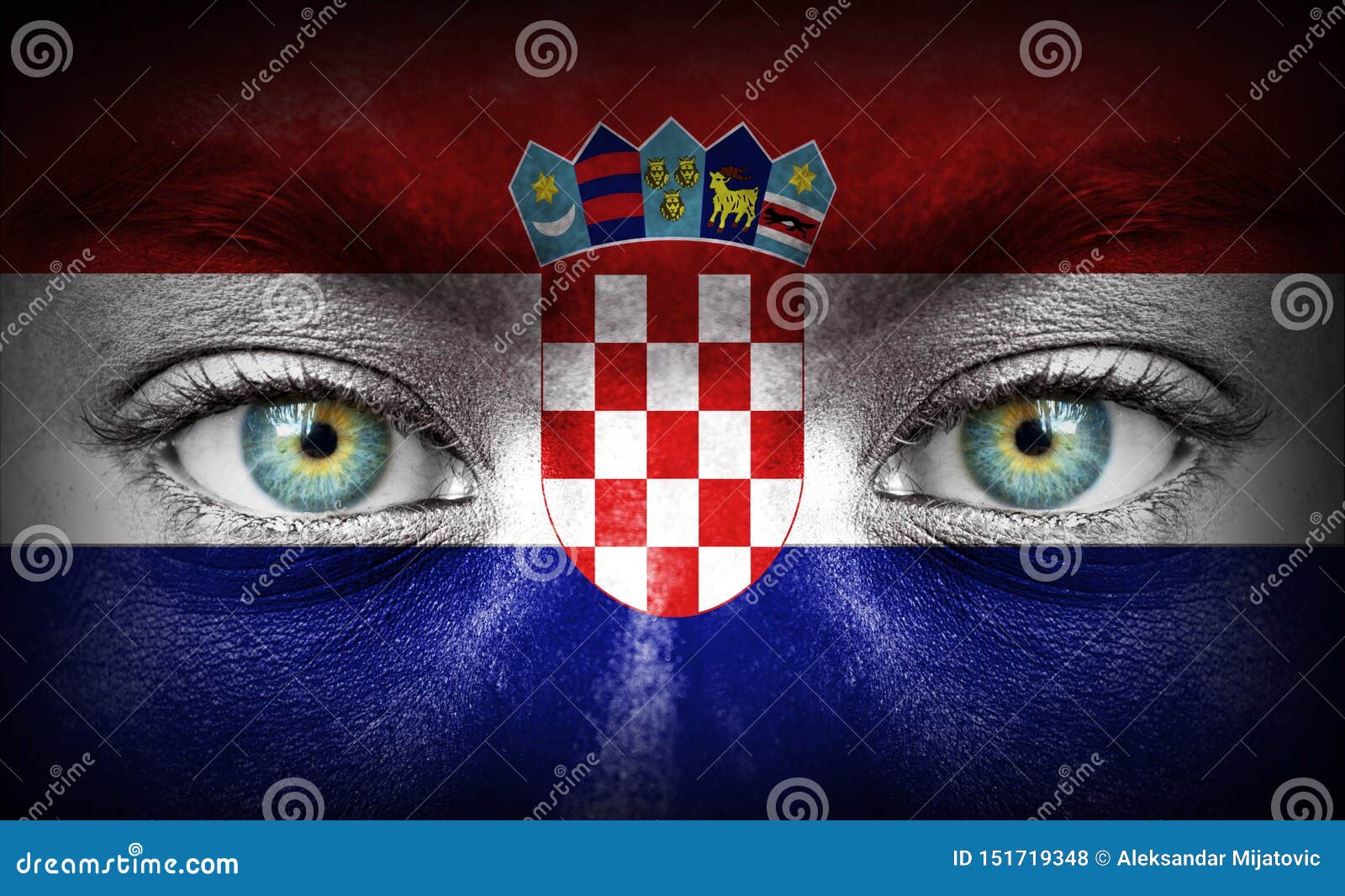 Human Face Painted with Flag of Croatia Stock Photo - Image of people ...