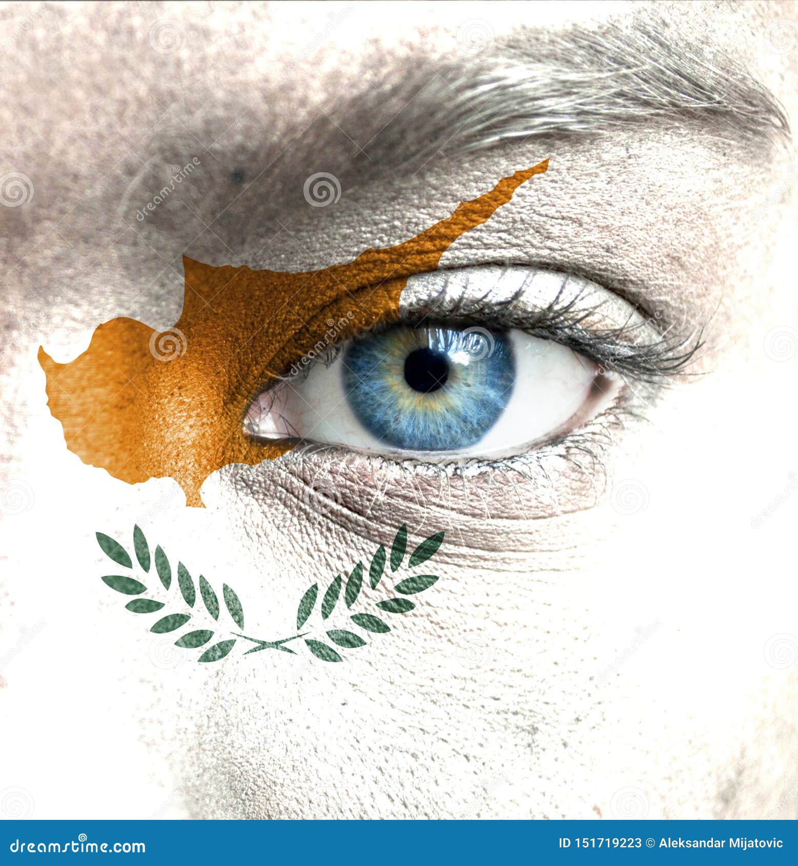 Human Face Painted with Flag of Cyprus Stock Image - Image of alone ...