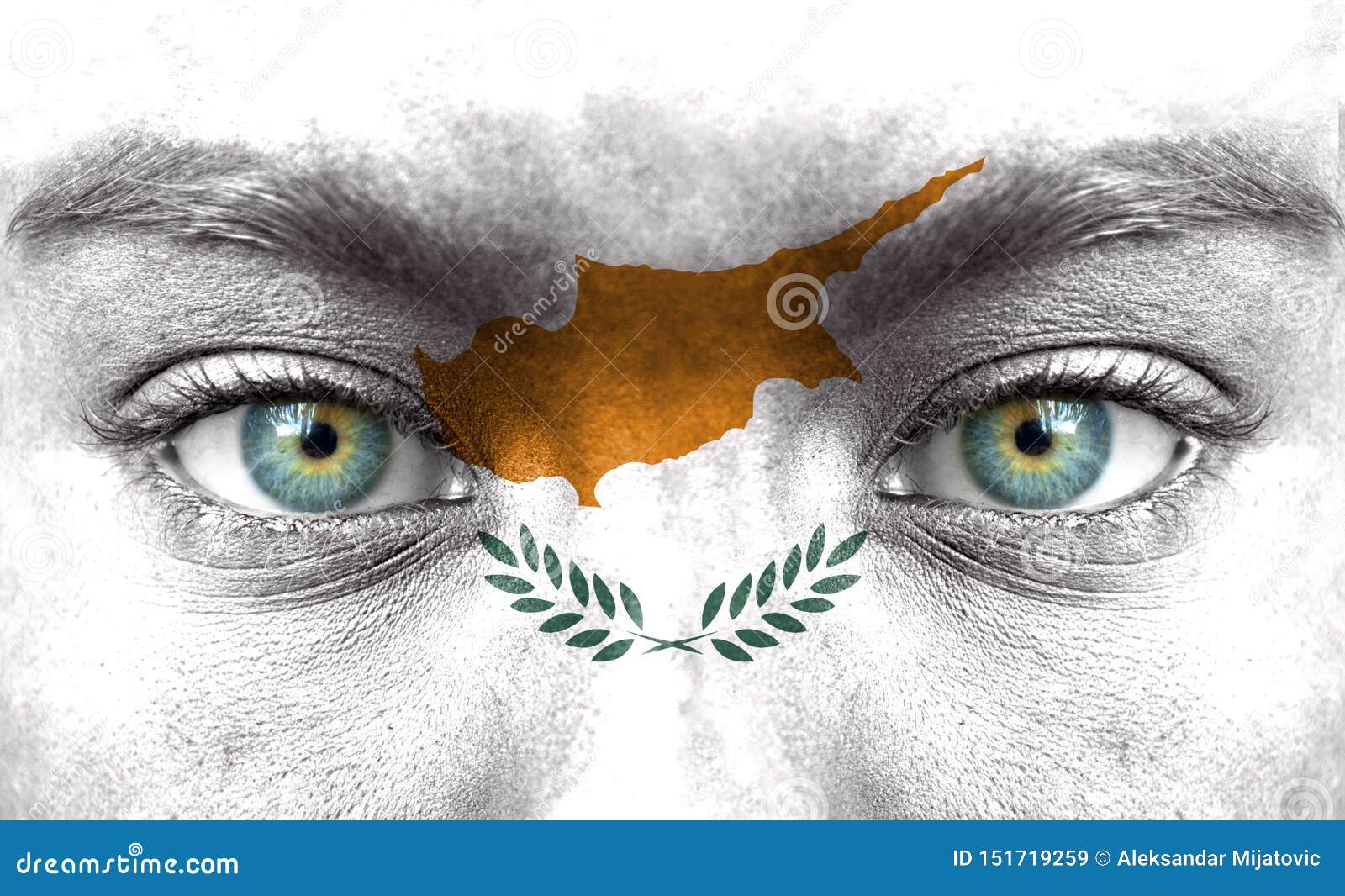 Human Face Painted with Flag of Cyprus Stock Image - Image of football ...