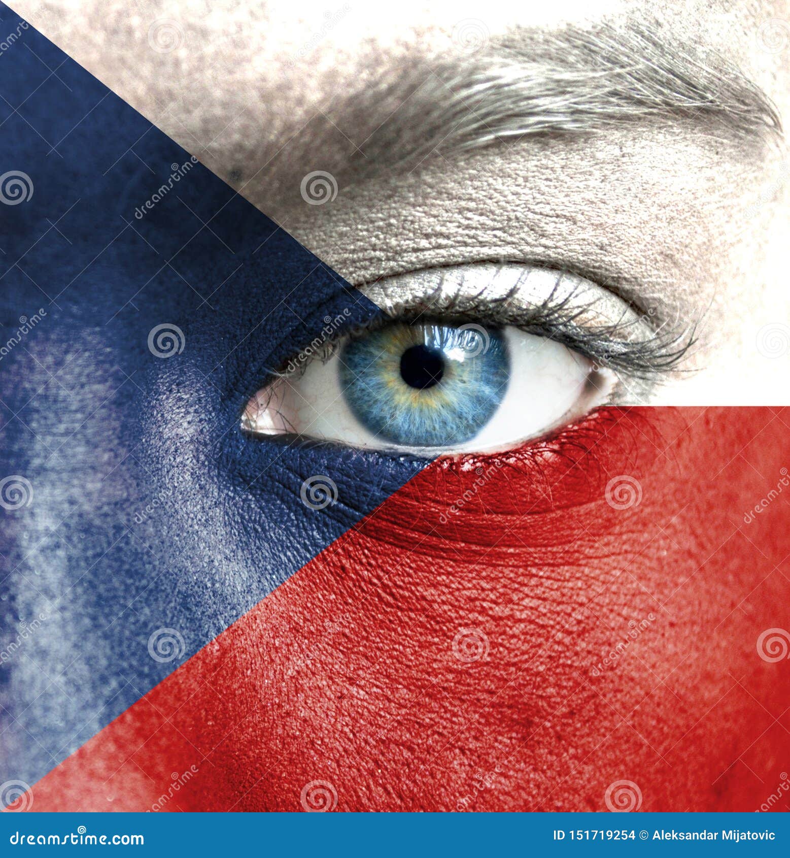 Human Face Painted with Flag of Czech Republic Stock Photo - Image of ...