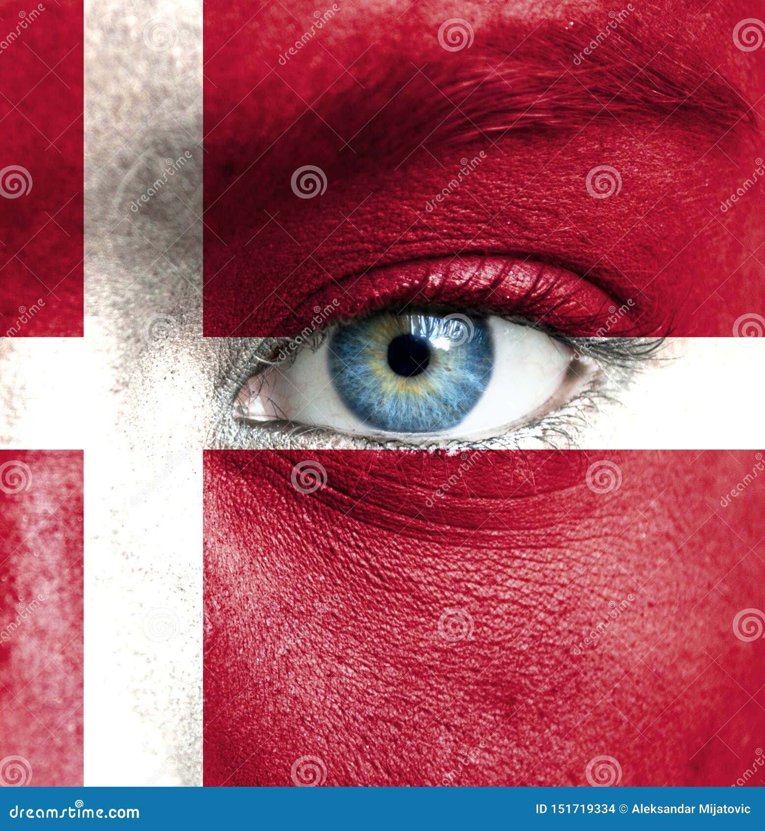 Human Face Painted with Flag of Denmark Stock Photo - Image of ...