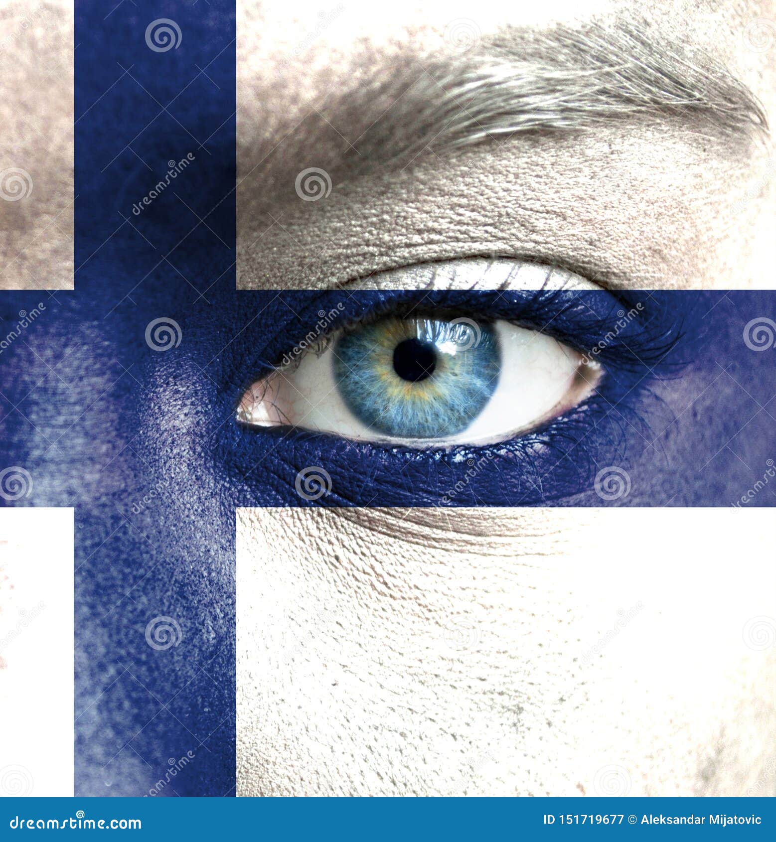 Human Face Painted with Flag of Finland Stock Image - Image of ...