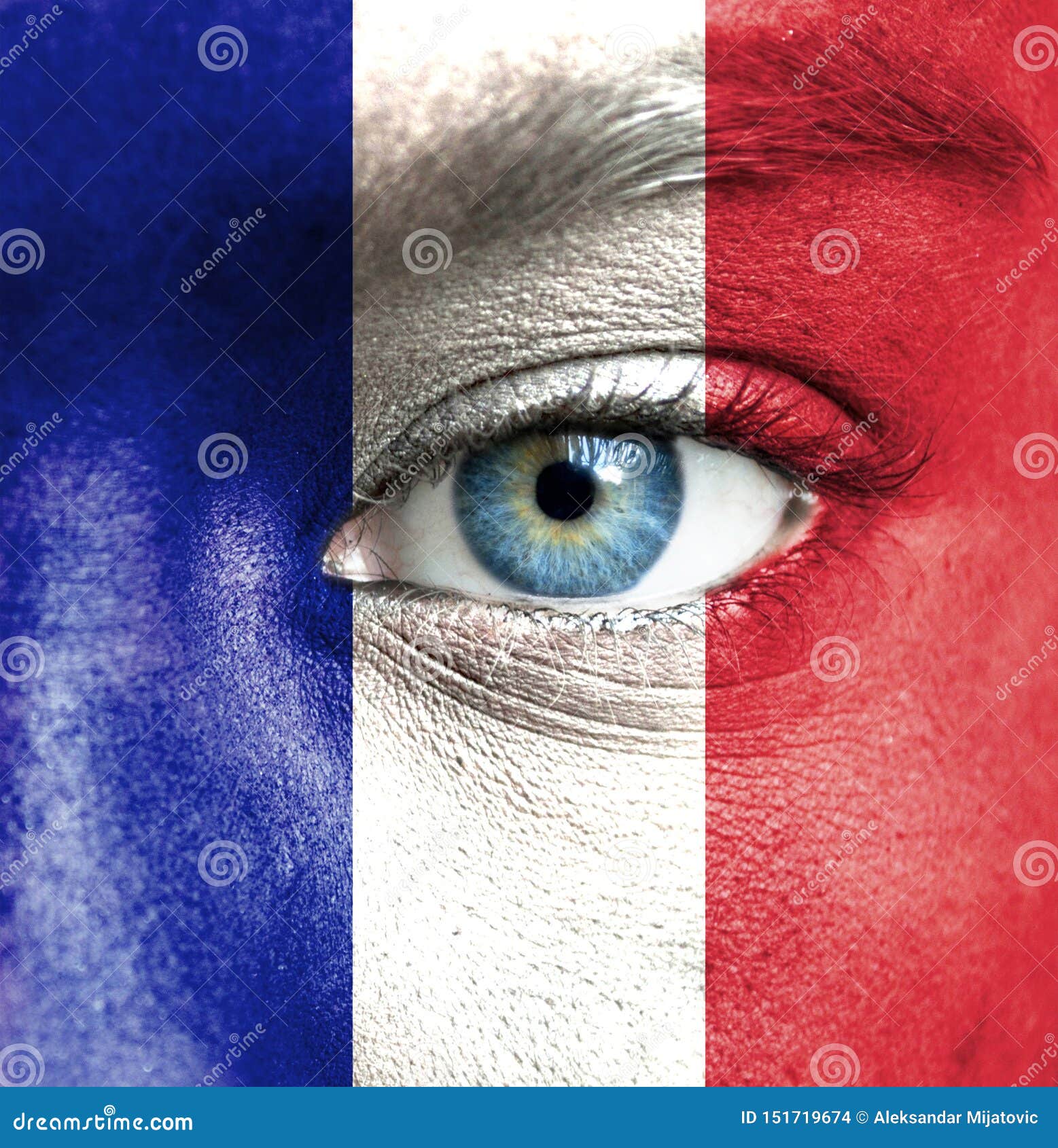 Human Face Painted with Flag of France Stock Photo - Image of freedom ...