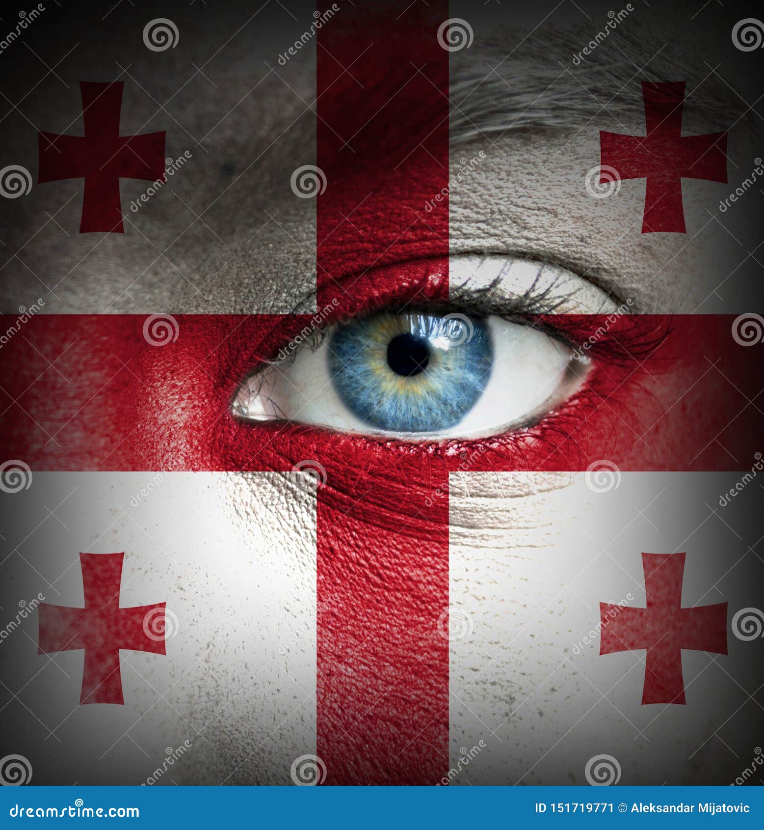 Human Face Painted with Flag of Georgia Stock Image - Image of patriot ...