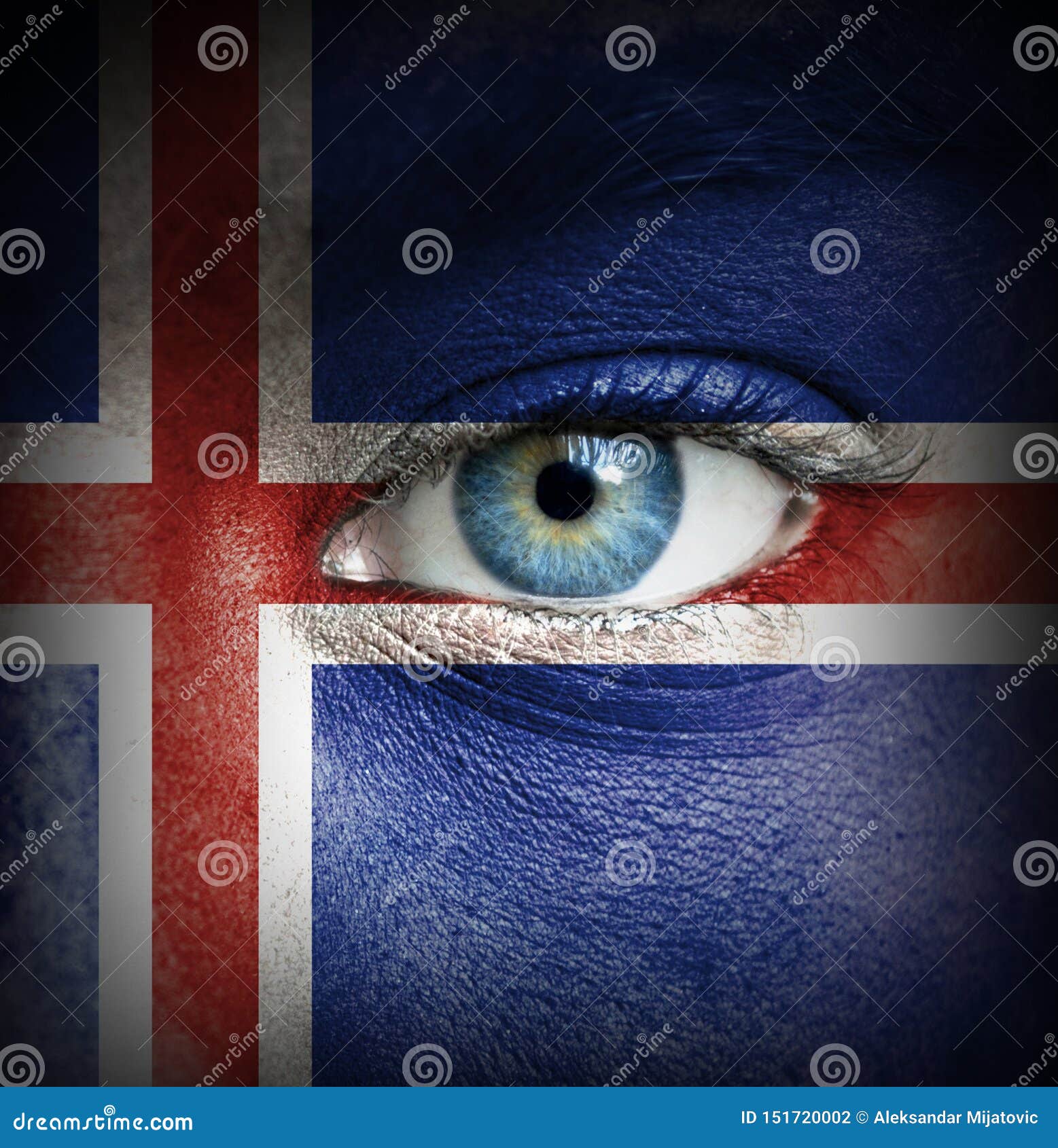 Human Face Painted with Flag of Iceland Stock Photo - Image of person ...