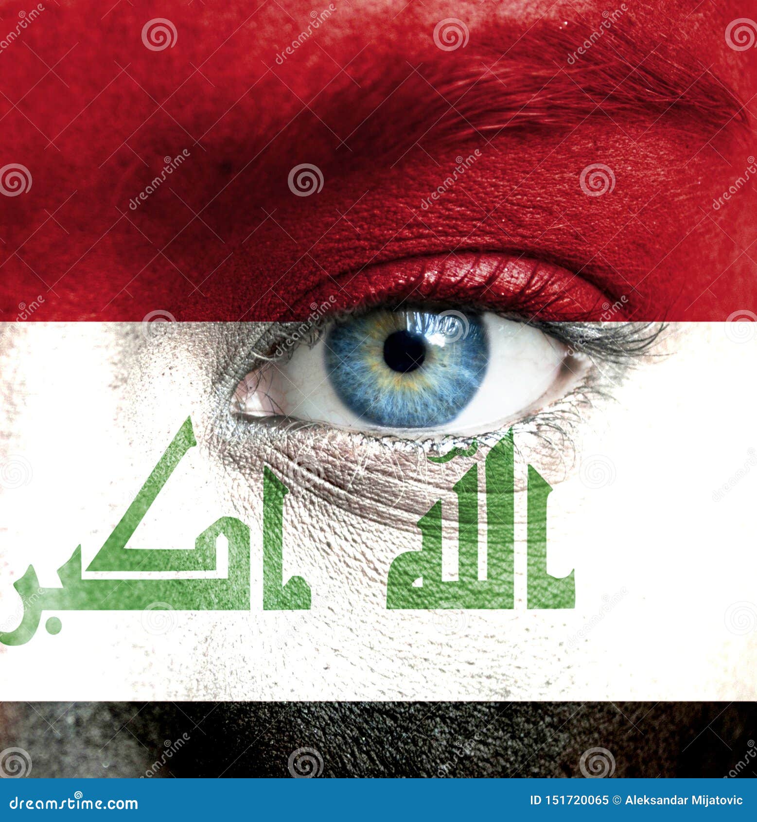 Human Face Painted with Flag of Iraq Stock Image - Image of pride ...