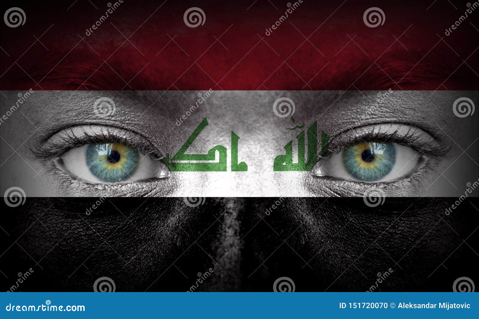 Human Face Painted with Flag of Iraq Stock Photo - Image of face ...