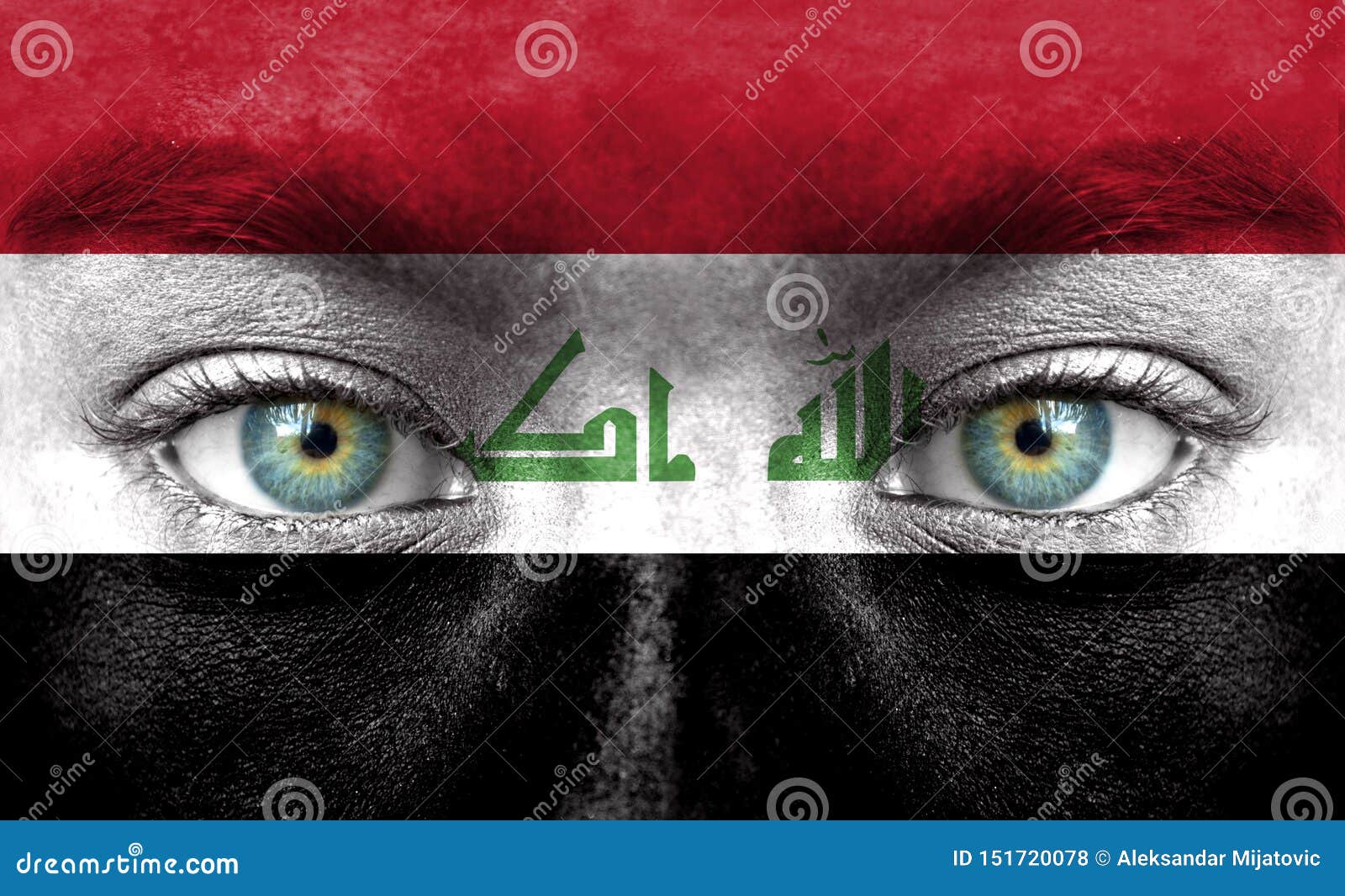Human Face Painted with Flag of Iraq Stock Photo - Image of adult ...