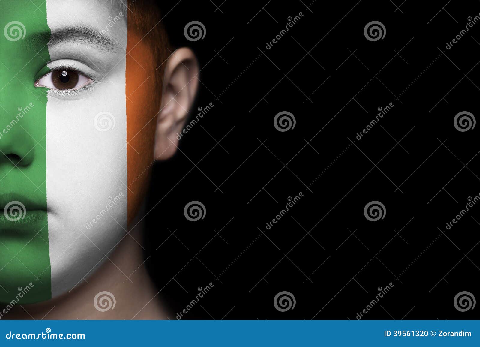 Human Face Painted with Flag of Ireland Stock Photo - Image of ...